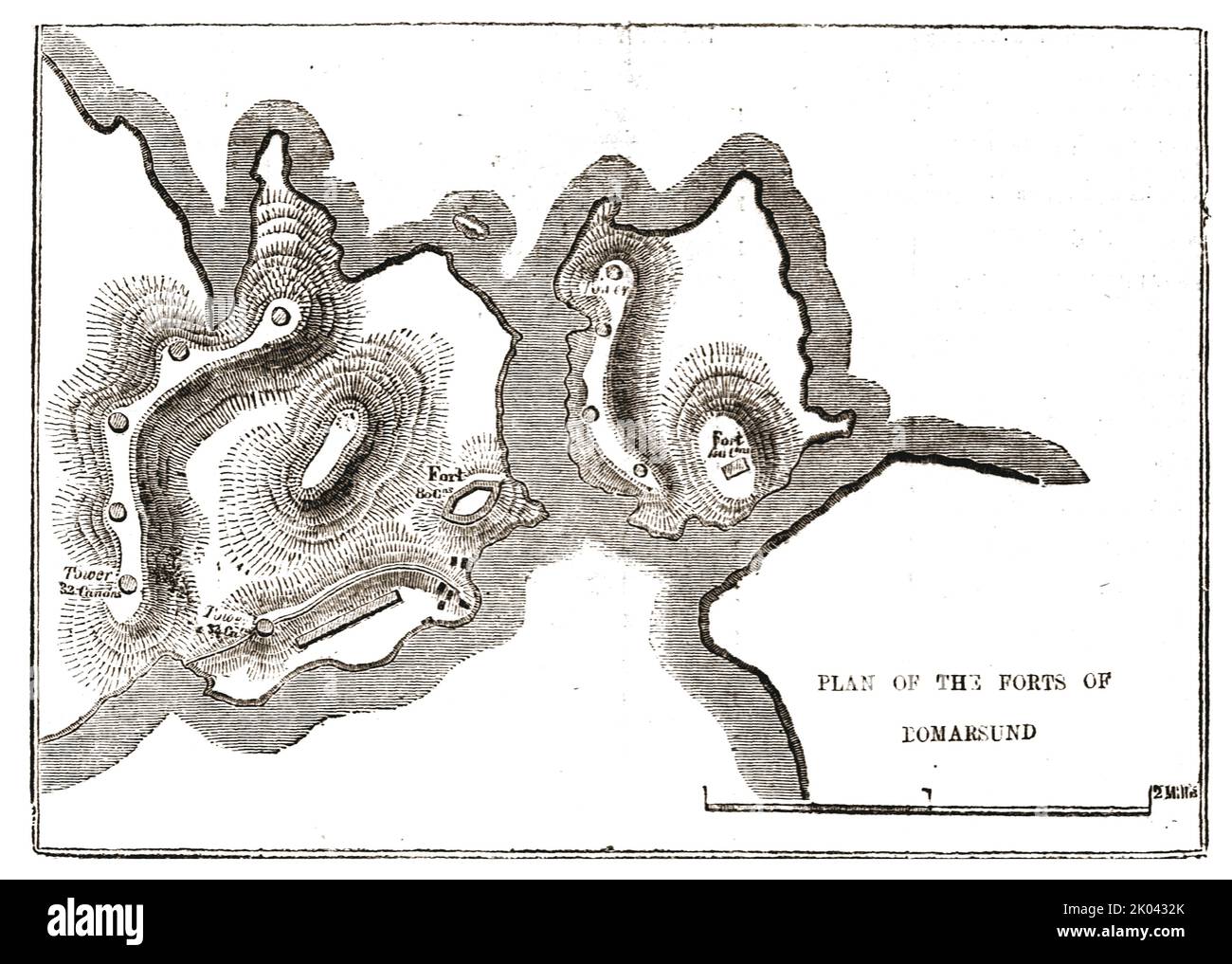 'Plan of the Forts of Bomarsund', 1854. From "Cassell's Illustrated ...