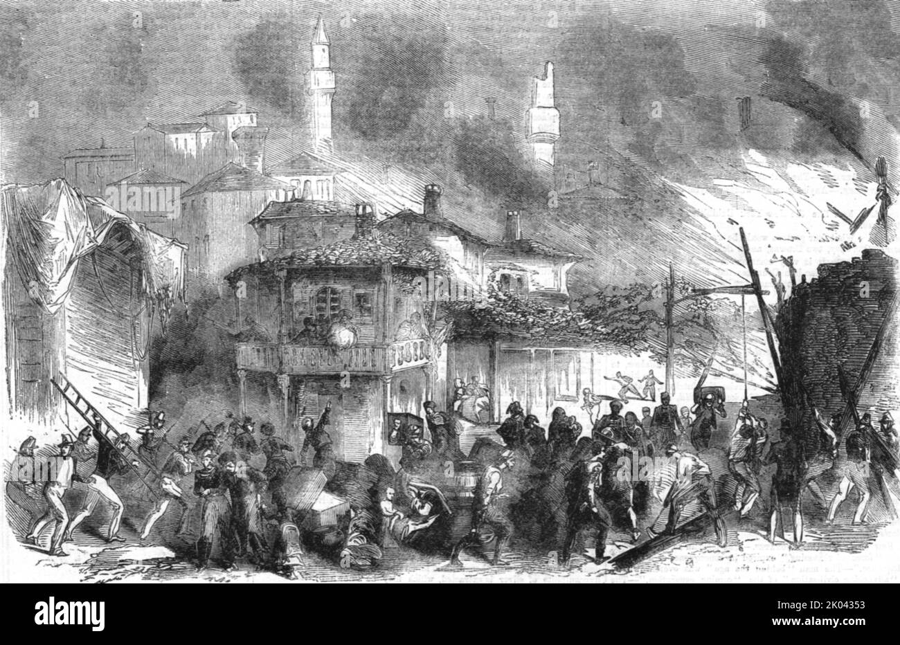 'The Conflagration at Varna', 1854. From "Cassell's Illustrated Family ...