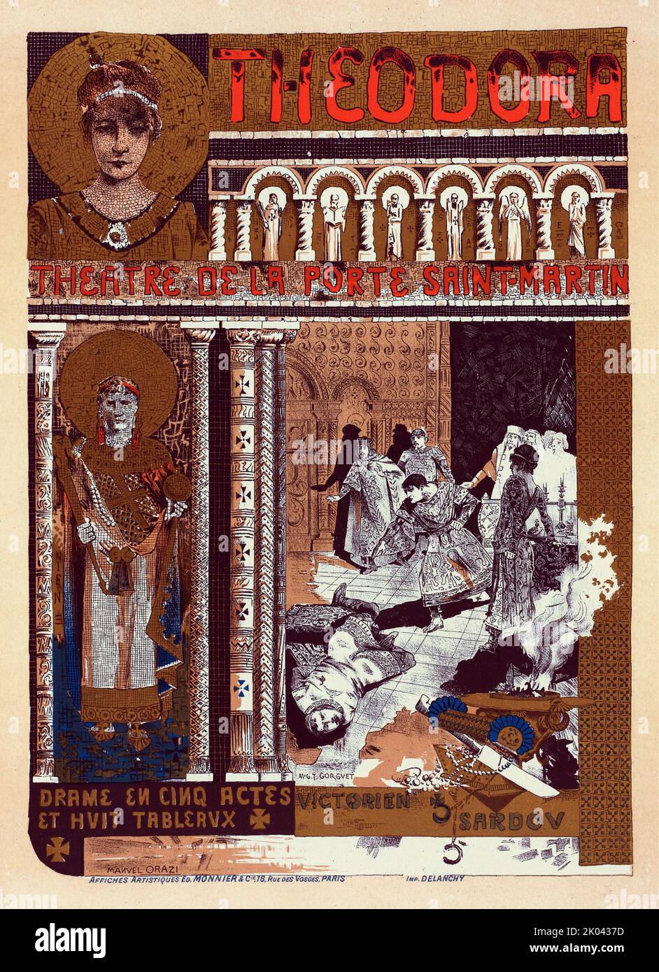 Poster for the theatre play Théodora by Victorien Sardou, 1900. Private ...