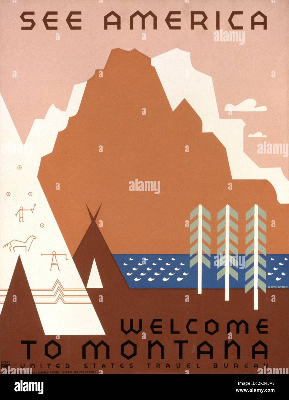 See America, welcome to Montana Poster for United States Travel Bureau ...