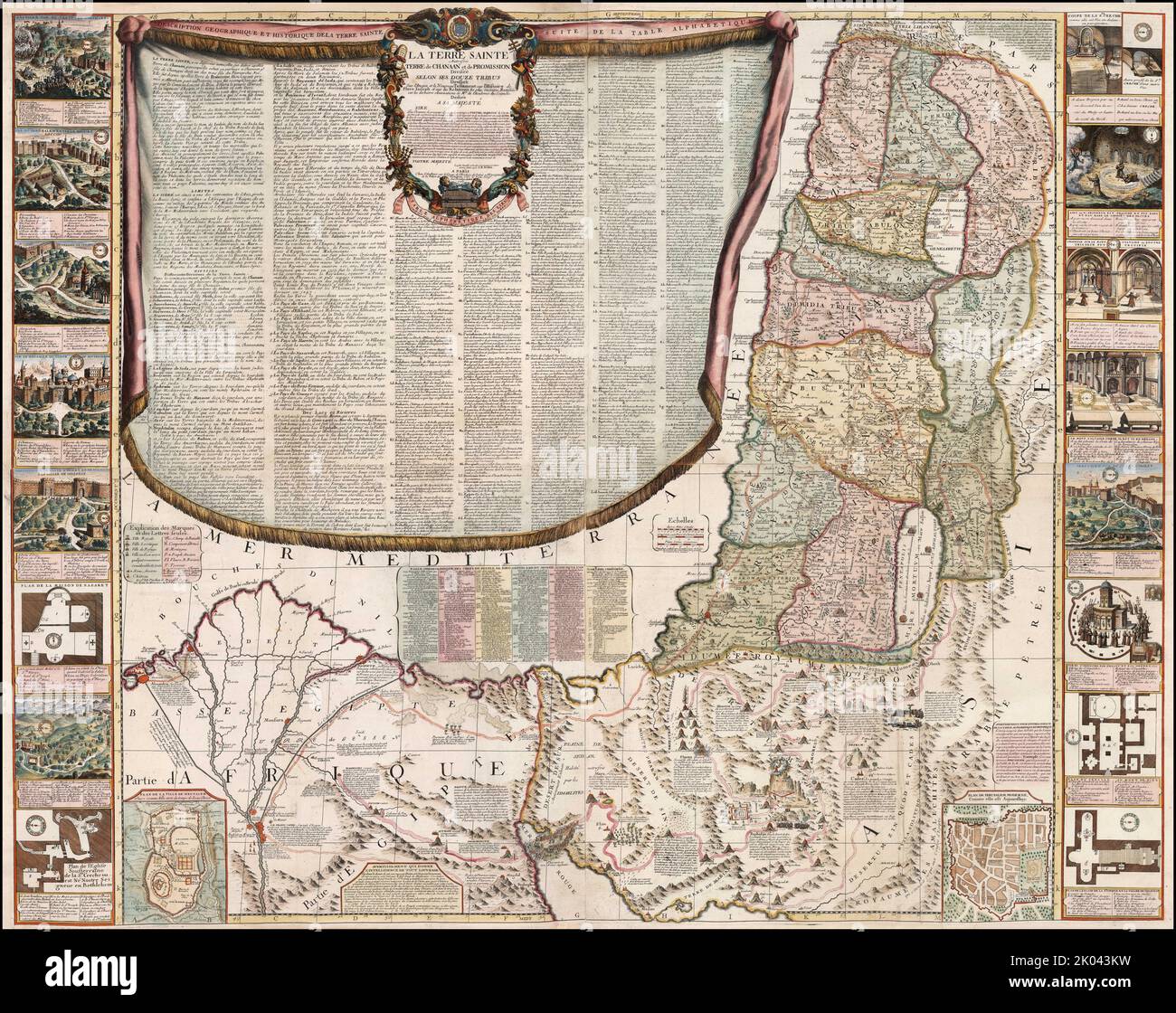 Map of the Holy Land Divided into the Twelve Tribes of Israel , um 1700 ...