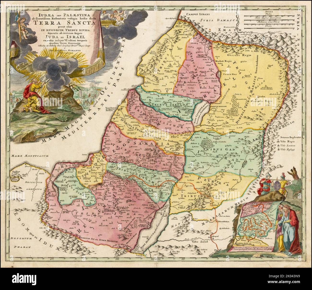 Map of the Holy Land Divided into the Twelve Tribes of Israel , c. 1710 ...