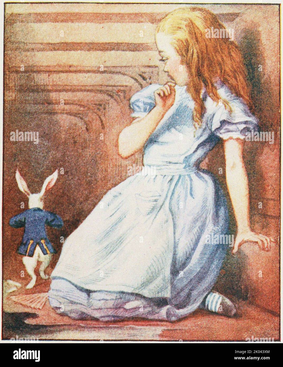 The rabbit started violently, dropped the white kid gloves and the fan ...