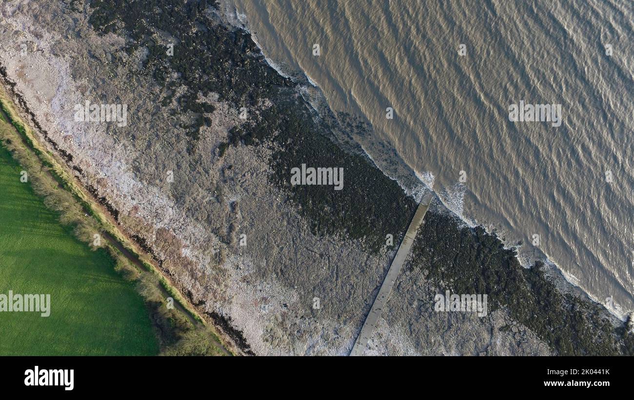 Aerial views over Sully Village, Vale of Glamorgan, Wales Stock Photo ...