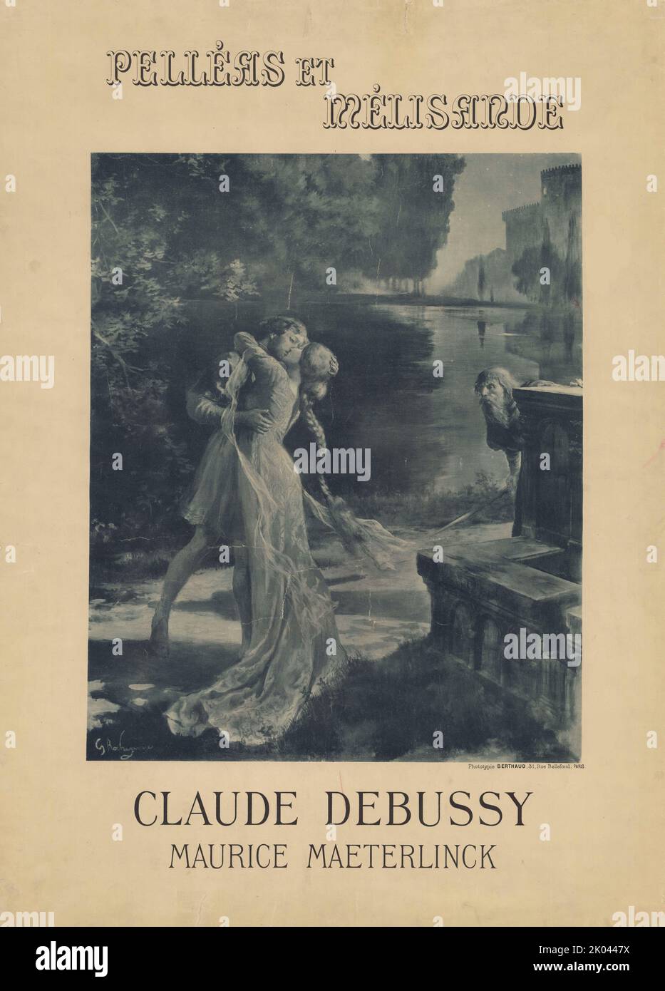 Poster for the prèmiere of the opera "Pelléas et Mélisande" by Claude ...