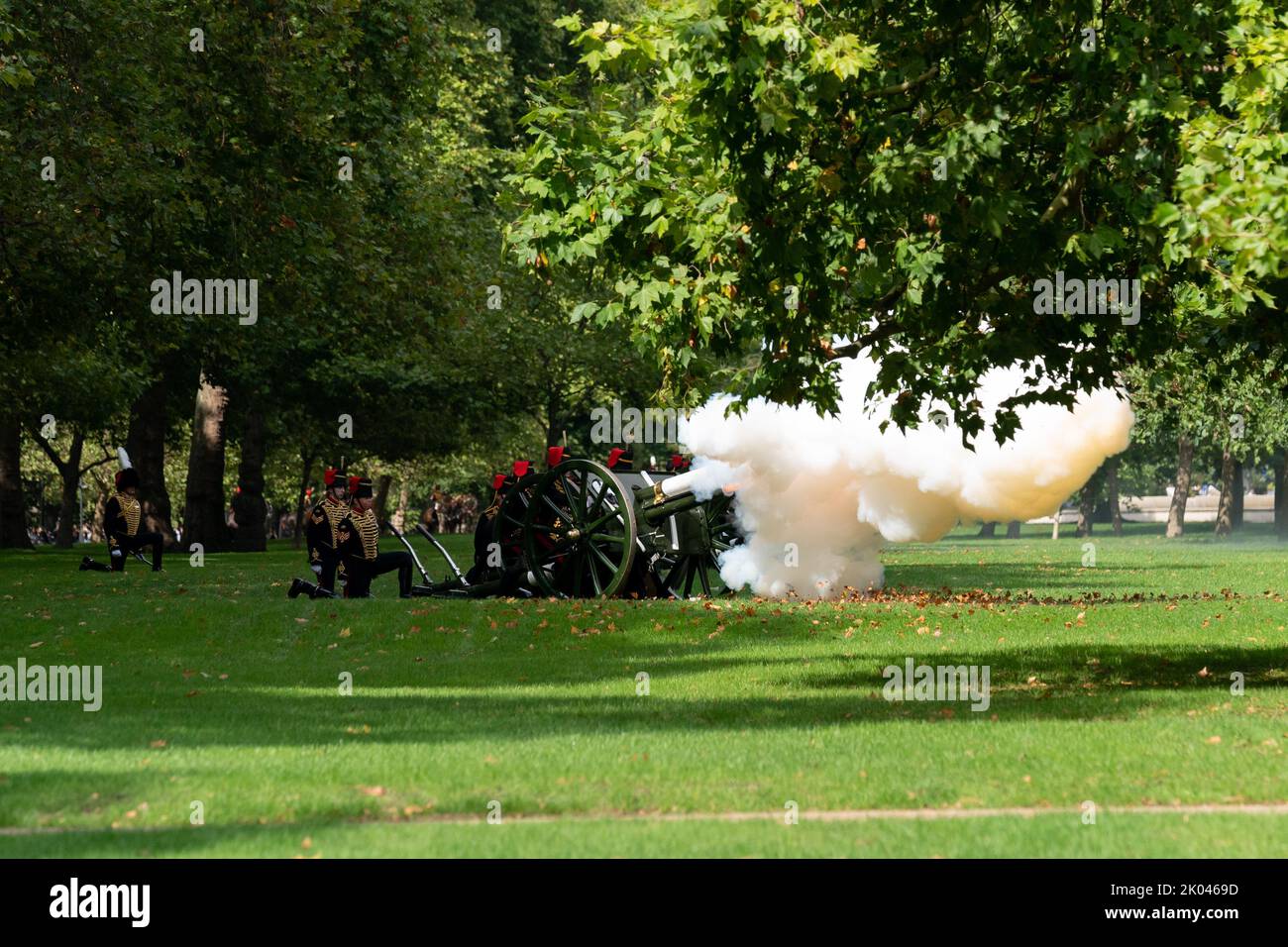A 96 gun salute fired at Hyde Park by The Kings Troop Royal Horse ...