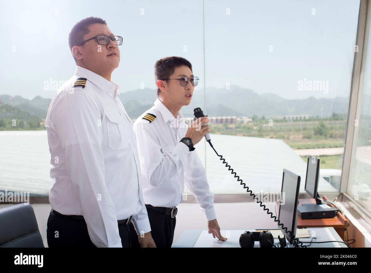 Chinese air traffic controllers in tower Stock Photo - Alamy