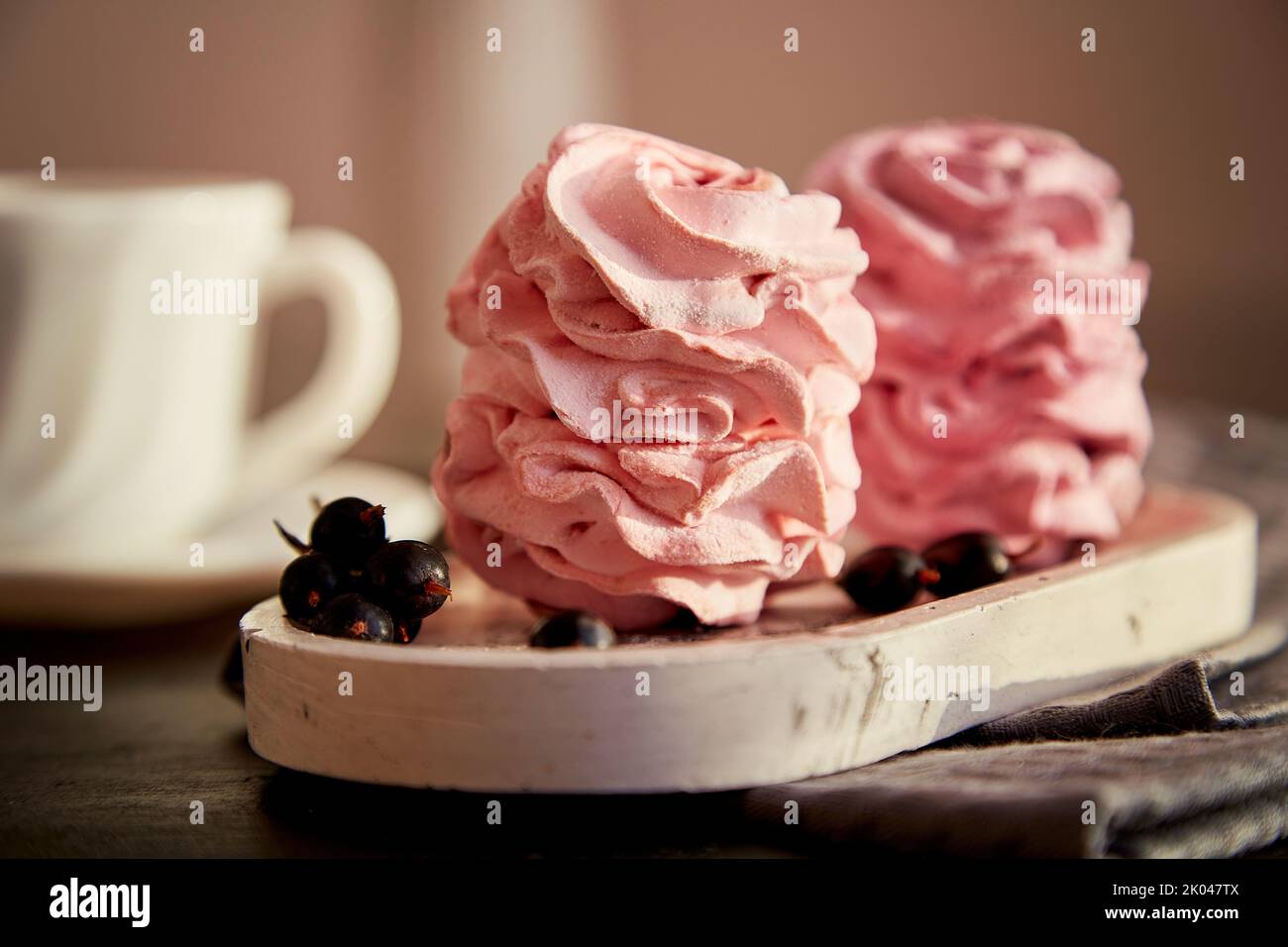 Delicate berry marshmallow. Handmade dessert with black currant ...