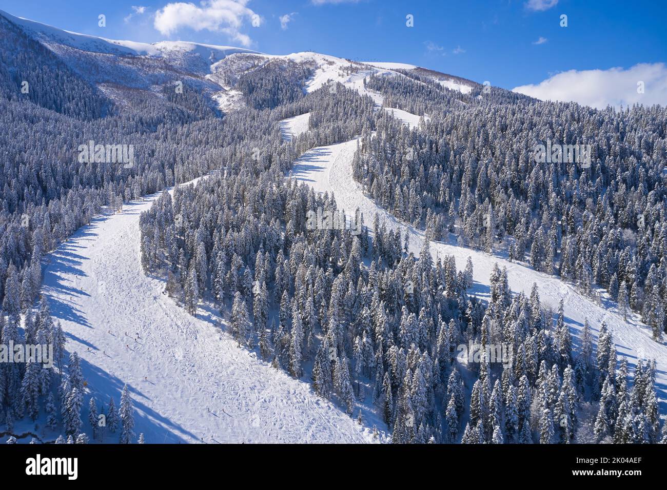 Ski slope at winter resort of Arkhyz in Russia Stock Photo - Alamy