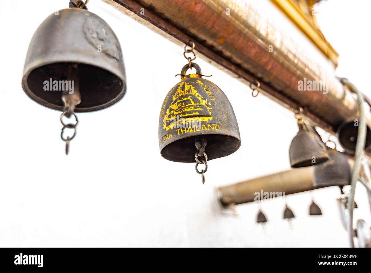 Bells on the top of Wat Saket temple (Golden mount) in Bangkok ...