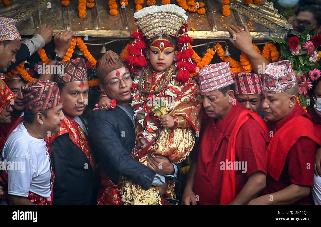 Kathmandu, Bagmati, Nepal. 9th Sep, 2022. Living Goddess Kumari is ...