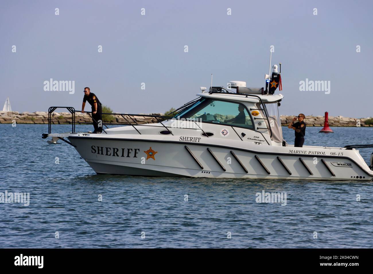 Sheriff's marine patrol boat in Cleveland harbor in September 2022 ...
