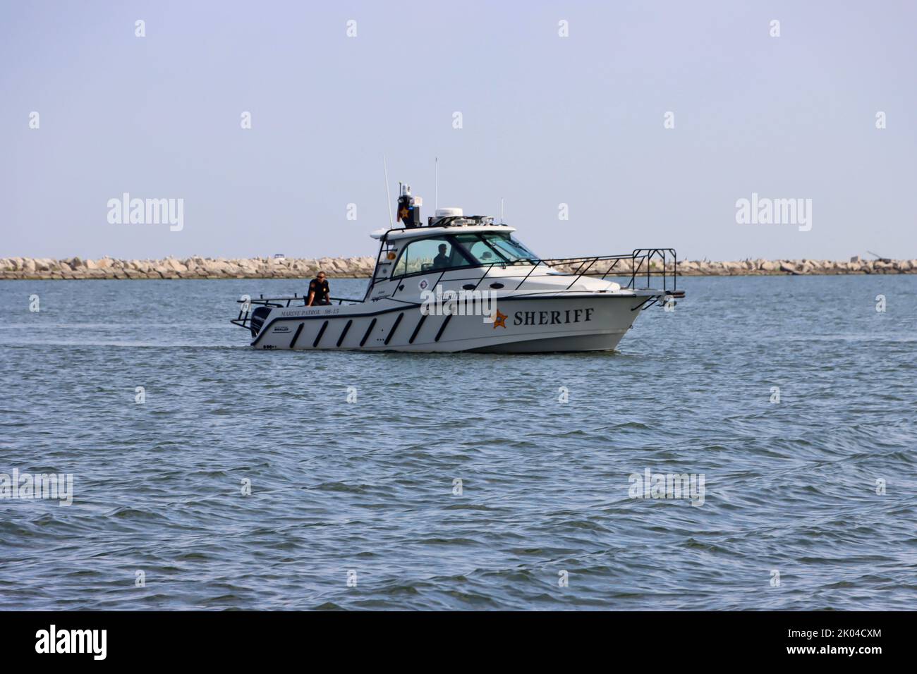 Sheriff's marine patrol boat in Cleveland harbor in September 2022 ...