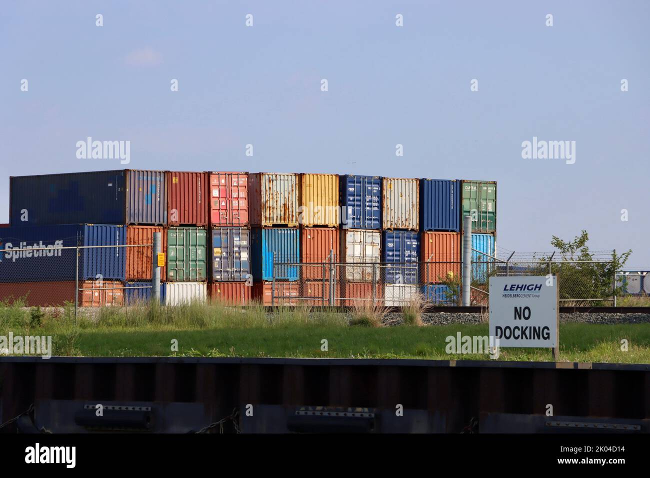 Shipping containers in Port of Cleveland on Lake Erie in September 2022 ...