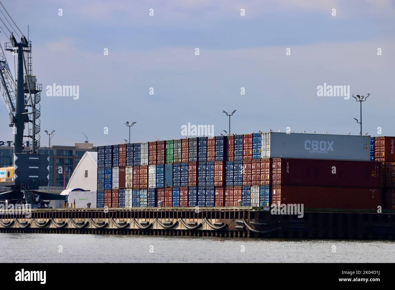 Shipping containers in Port of Cleveland on Lake Erie in September 2022 ...