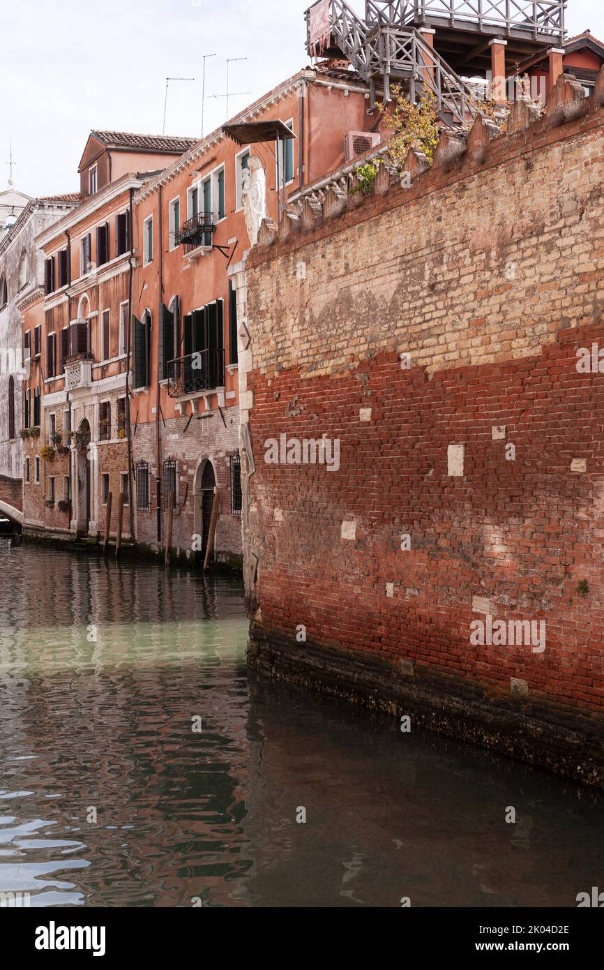 View of the typical Venetian architecture built with red bricks in ...