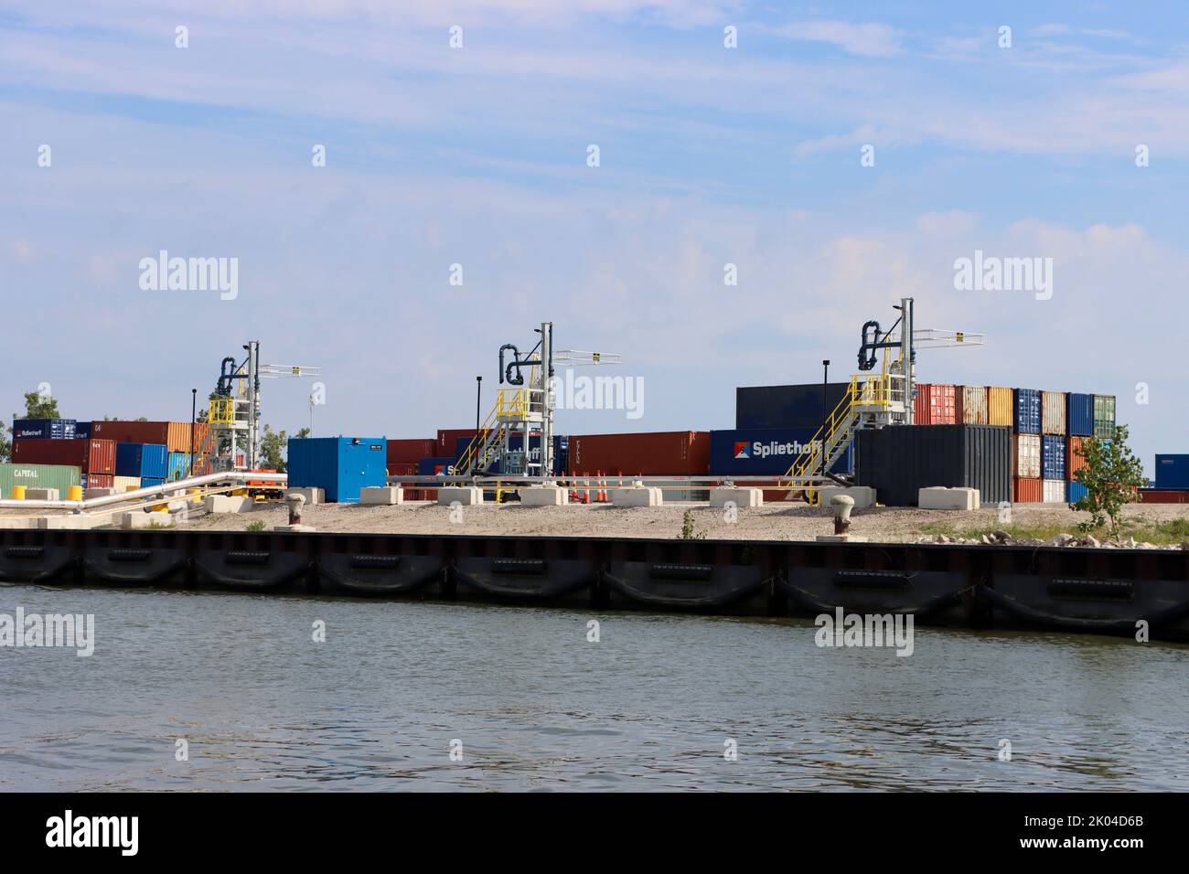 Shipping containers in Port of Cleveland on Lake Erie in September 2022 ...
