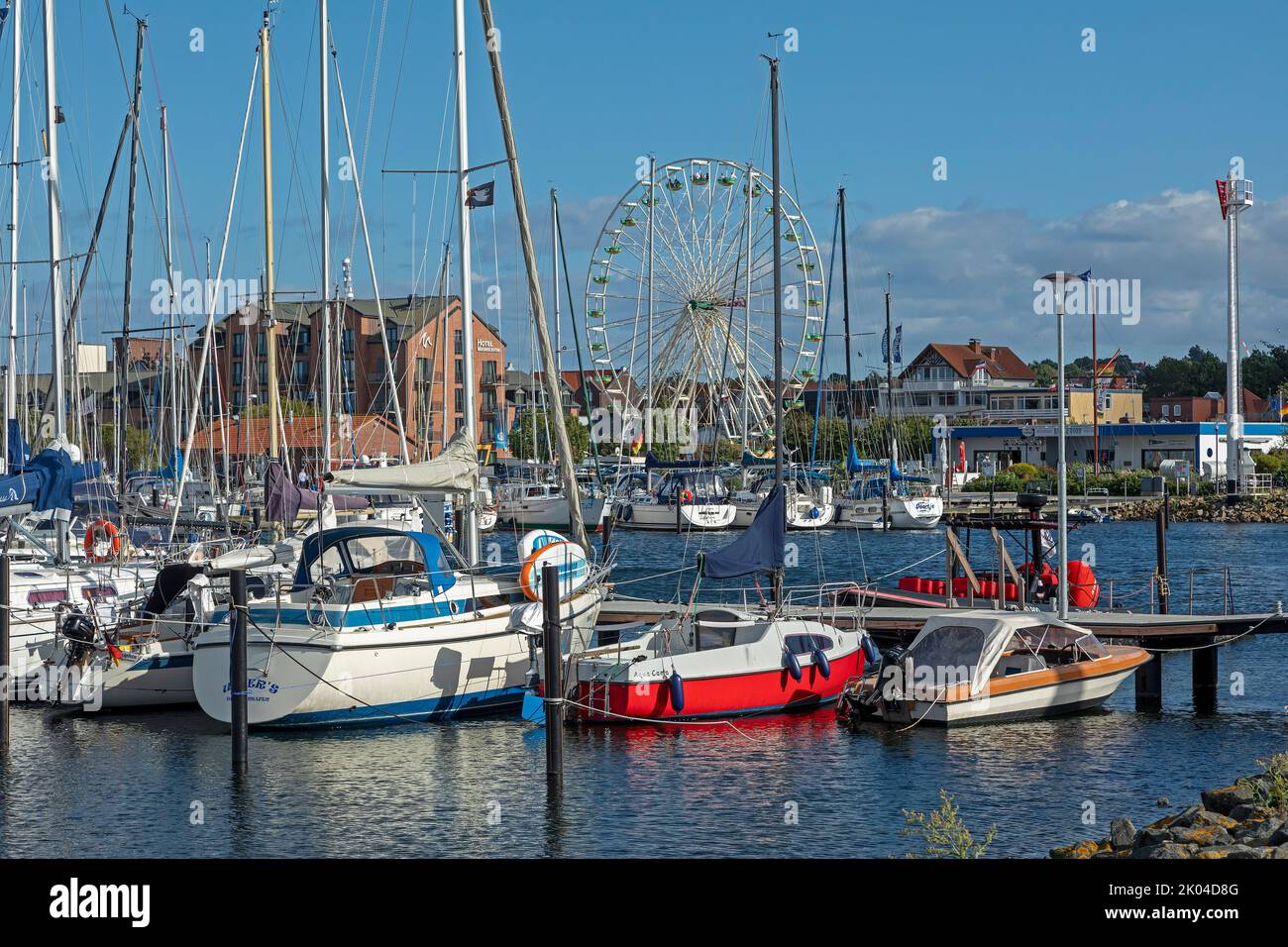 Boats, marina, Big Wheel, Heiligenhafen, Schleswig-Holstein, Germany ...