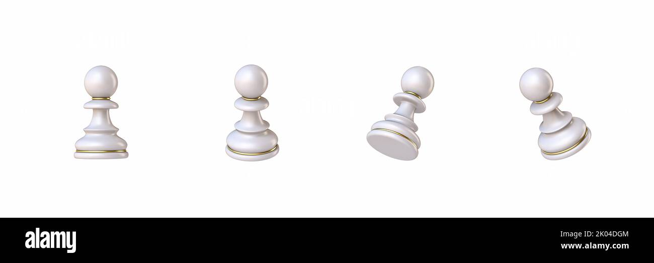 White chess Pawn in four different angled views 3D rendering ...