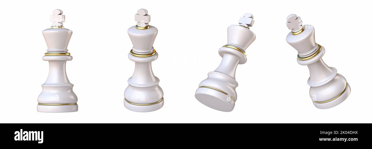 White chess King in four different angled views 3D rendering ...