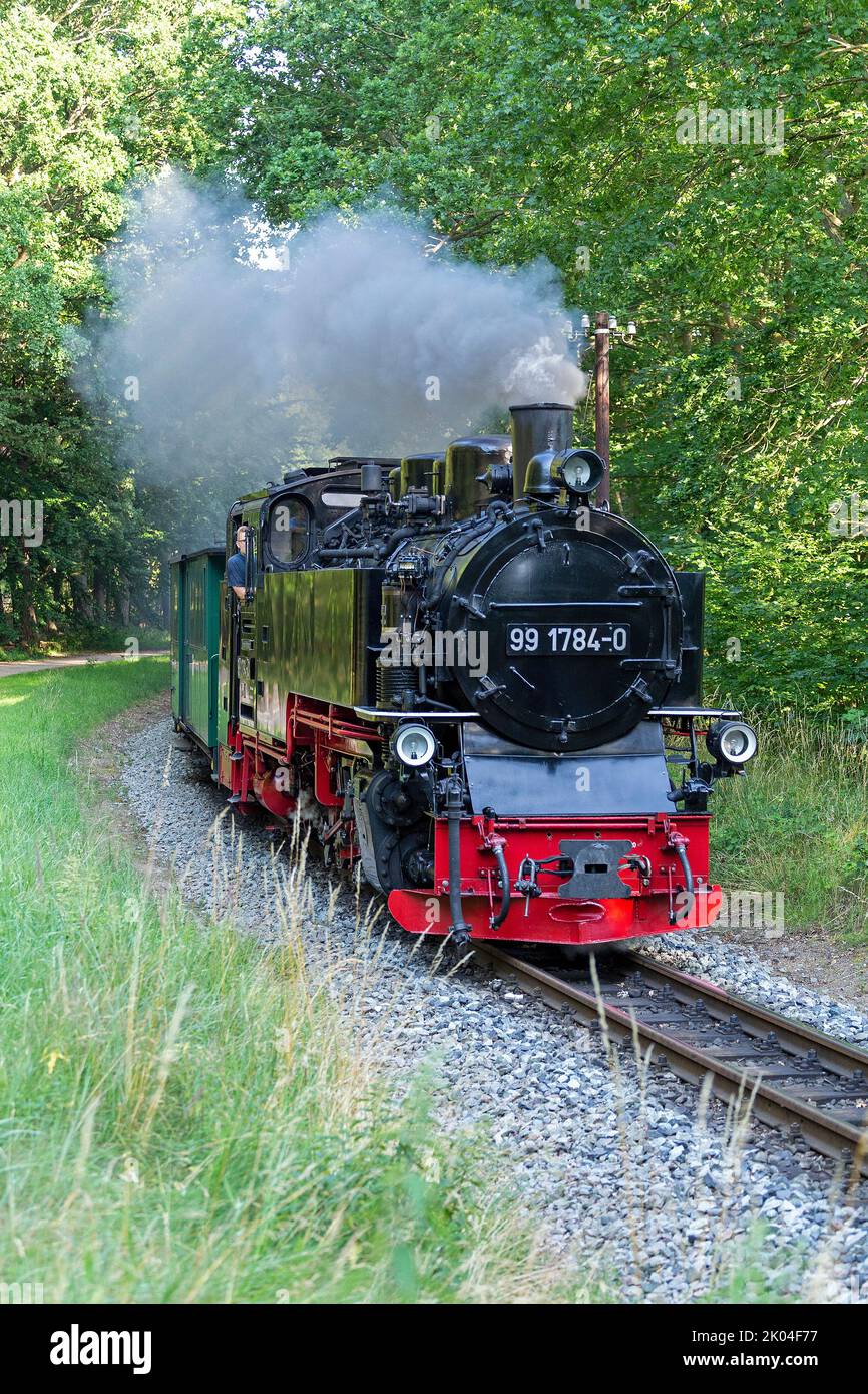 steam train Rasender Roland, near Sellin, Rügen Island, Mecklenburg ...