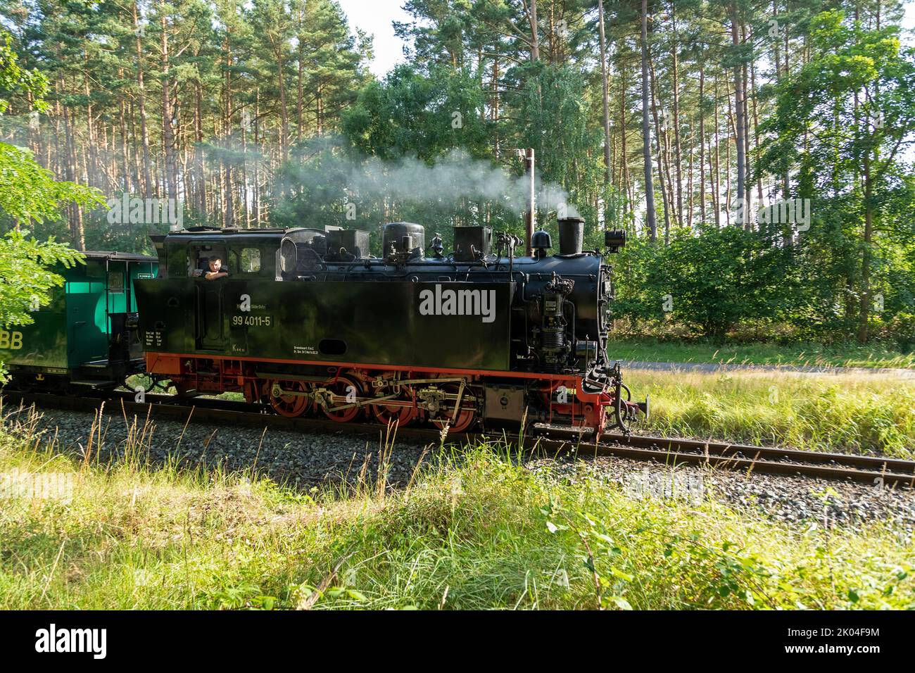 steam train Rasender Roland, near Sellin, Rügen Island, Mecklenburg ...