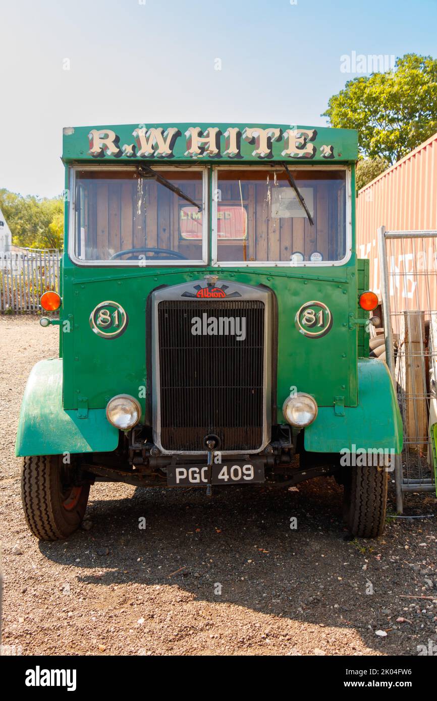 front view cab green 1954 Albion FT3AL PGC 409 flat bed drinks delivery ...