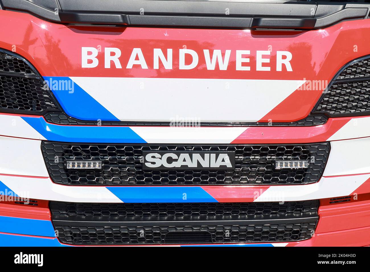 Front of water tank vehicle of fire brigade Hollands Midden during 112 ...