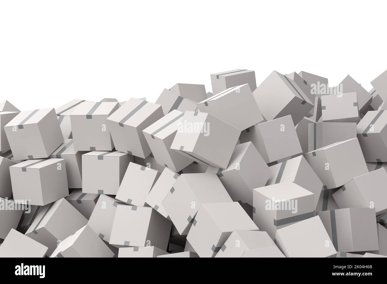 Heap of cardboard boxes or carton gift box isolated on white background ...