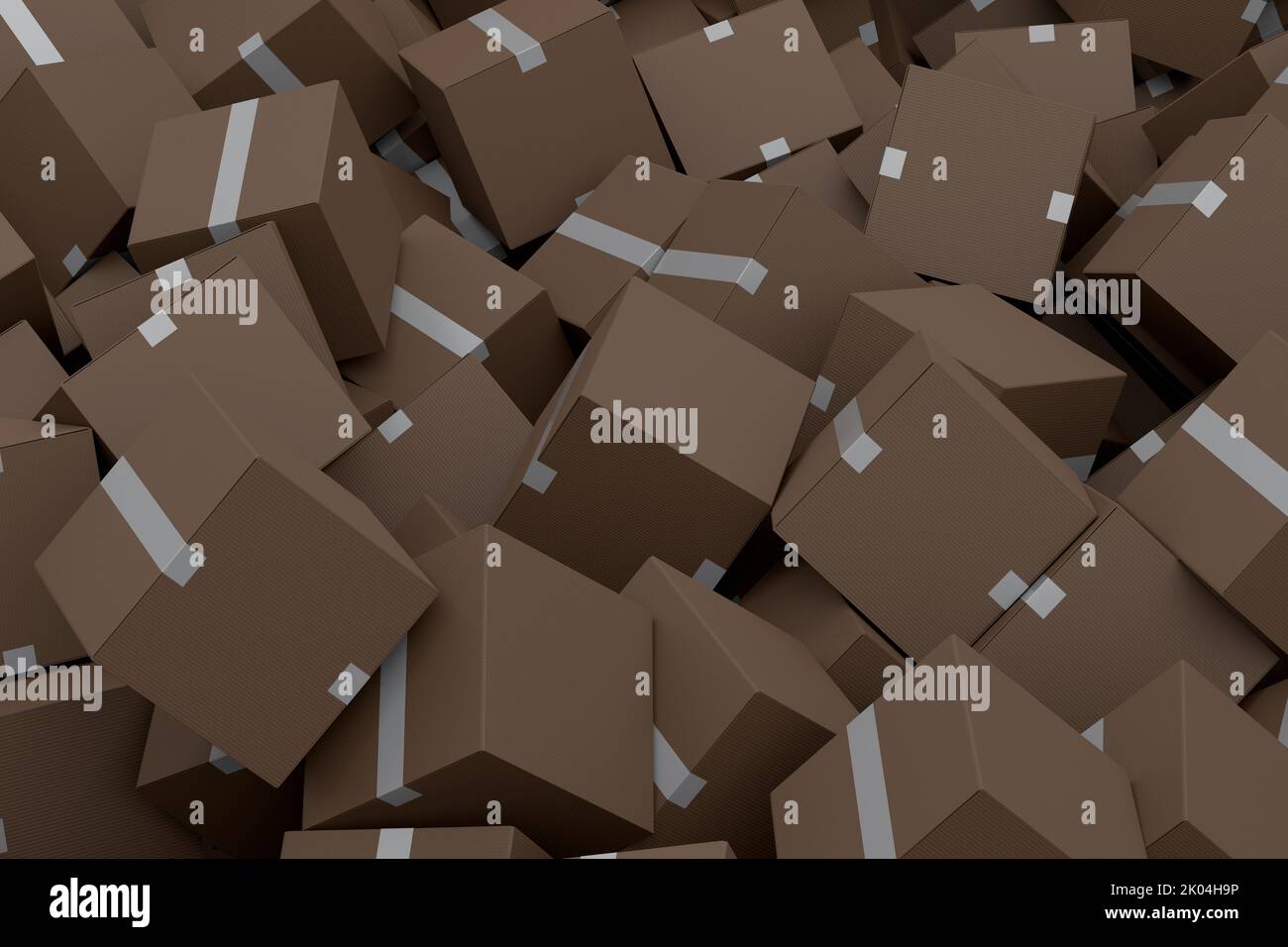 Heap of cardboard boxes or carton gift box isolated on white background ...