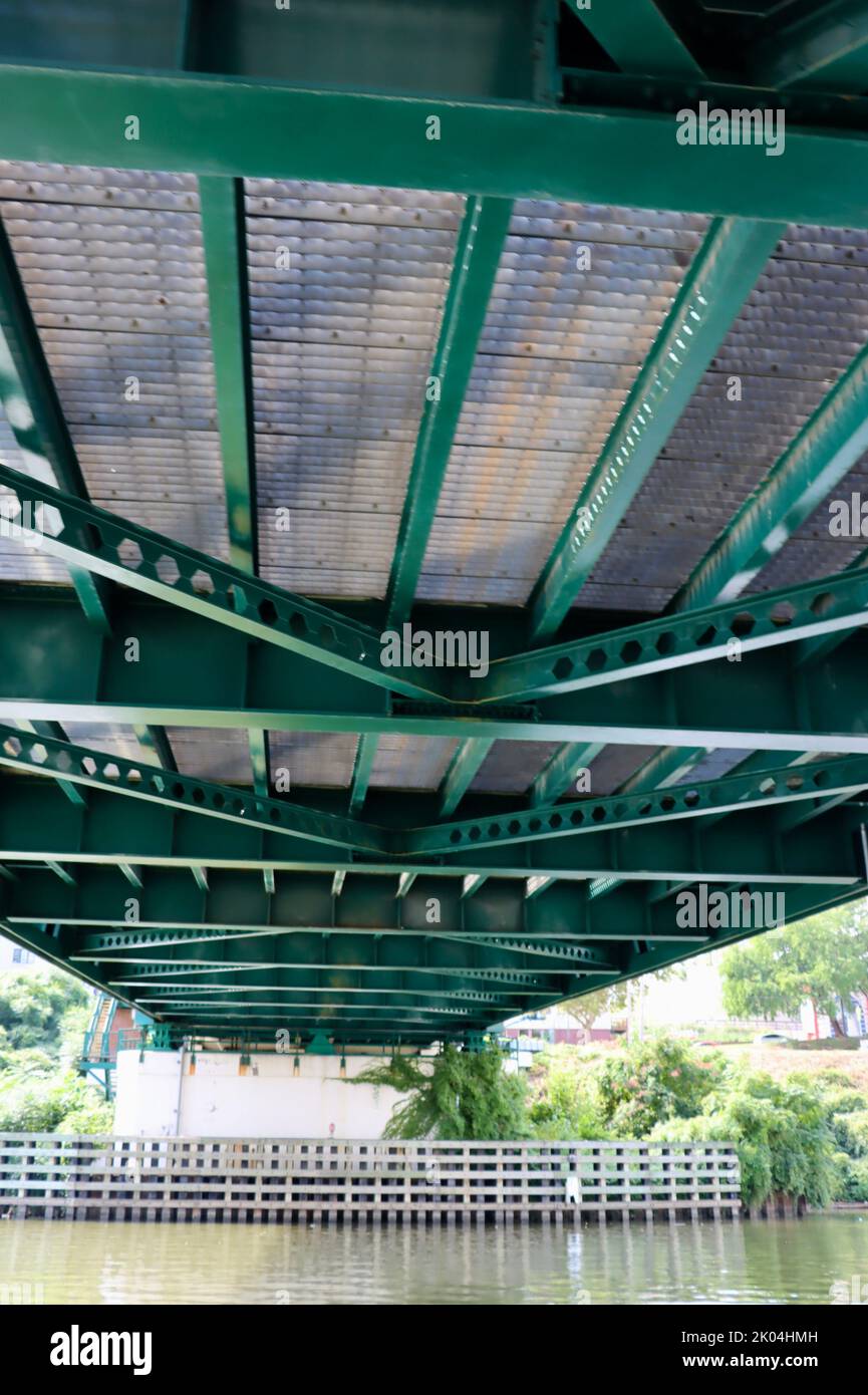 Columbus Road Lift Bridge over Cuyahoga river in Cleveland, Ohio. One ...