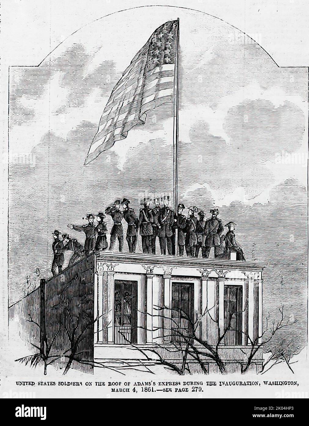 Untied States soldiers on the roof of Adams' Express during President ...