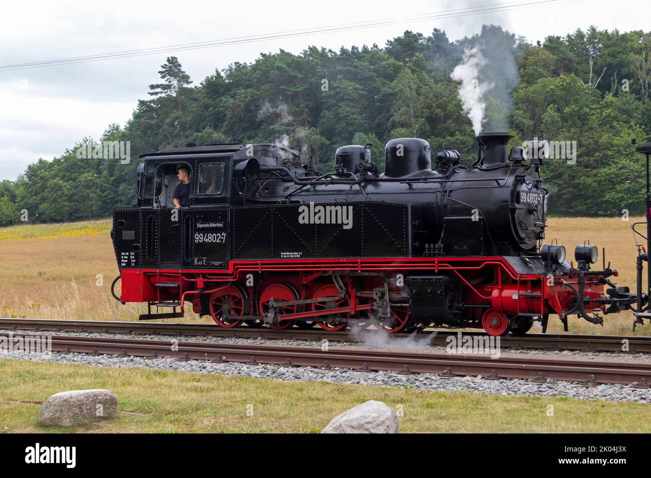 engine, steam train Rasender Roland, Nistelitz, Rügen Island ...