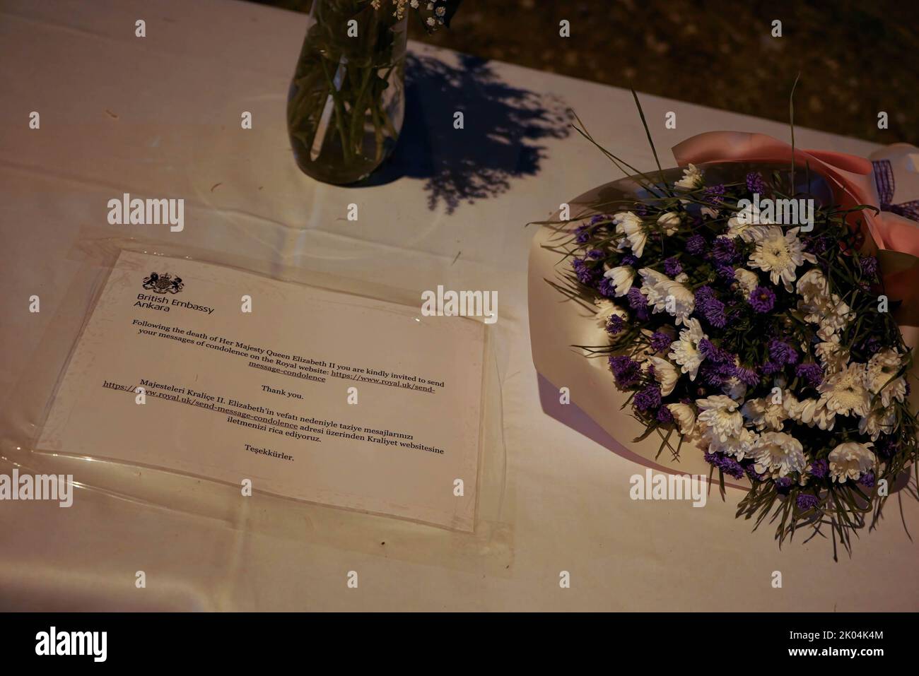 Ankara, Turkey. 9th Sep, 2022. The information note on the condolence ...