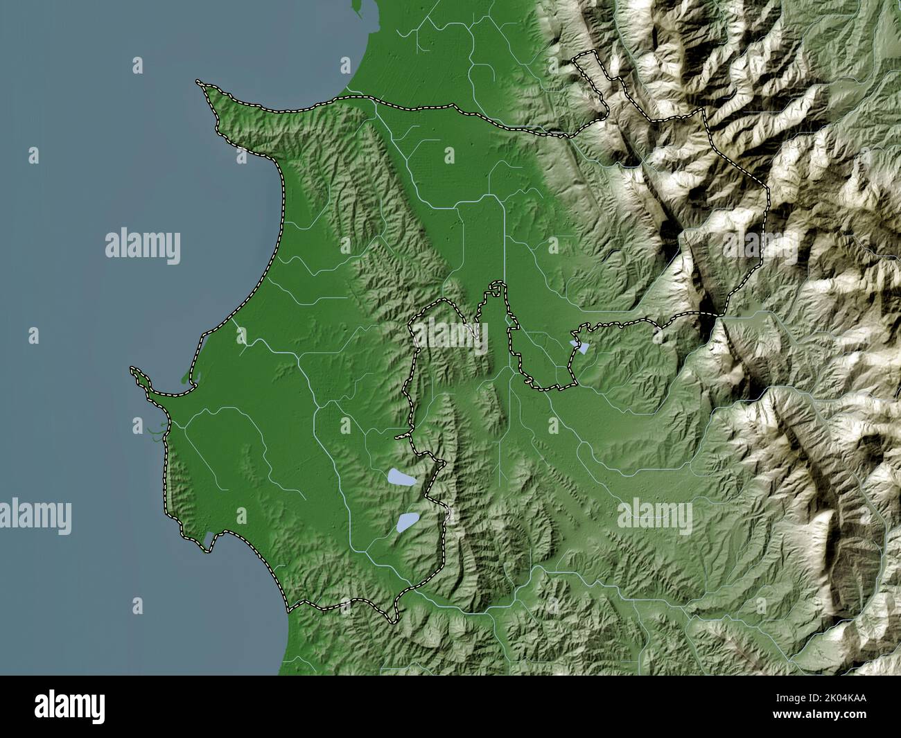 Durres, county of Albania. Elevation map colored in wiki style with ...