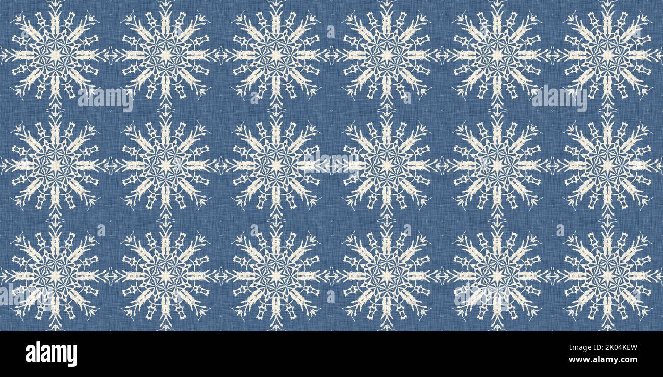 Farmhouse blue snow flake border background. Frosty damask french ...