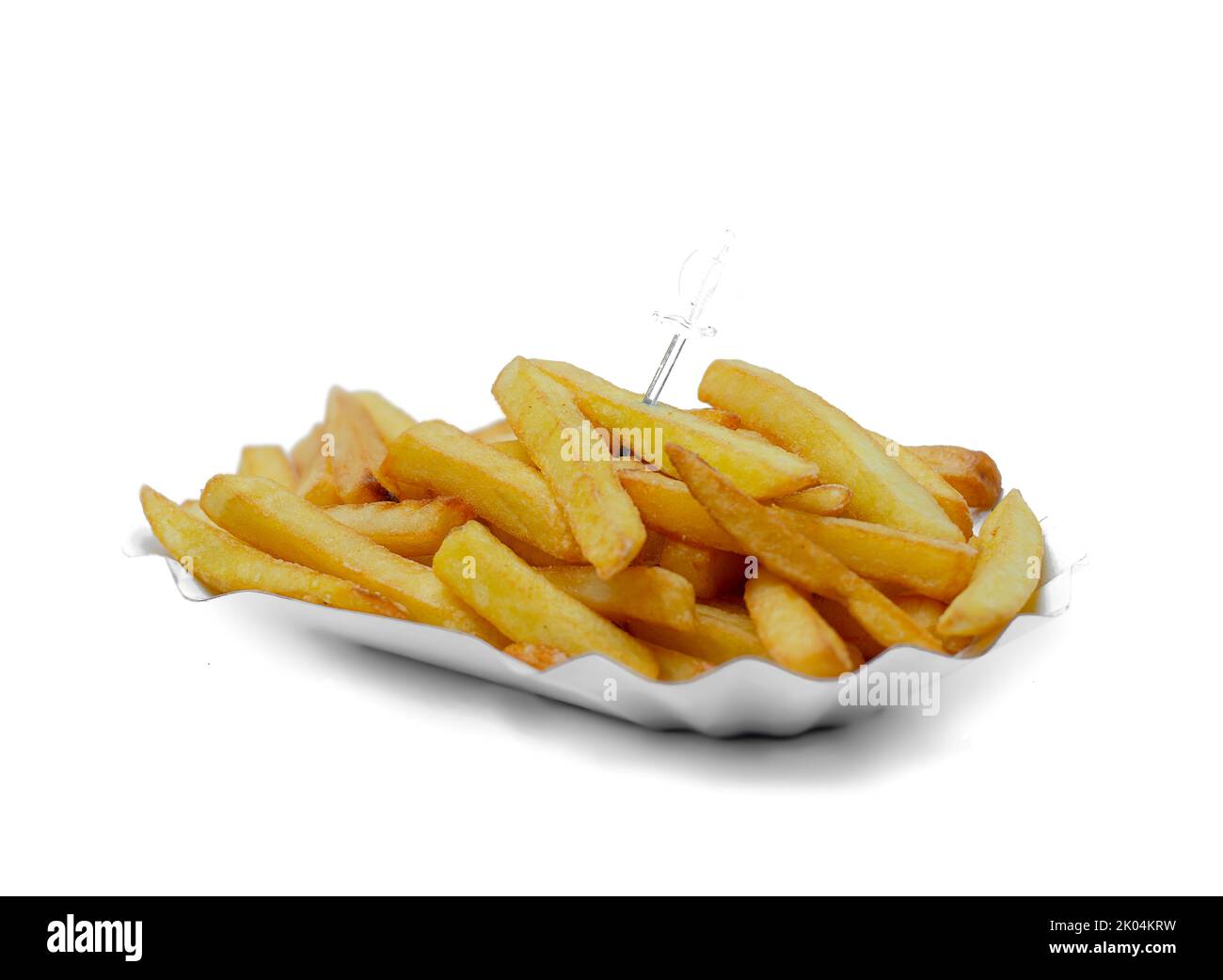 French Fries in a Takeaway plate with Isolated White Background Stock ...