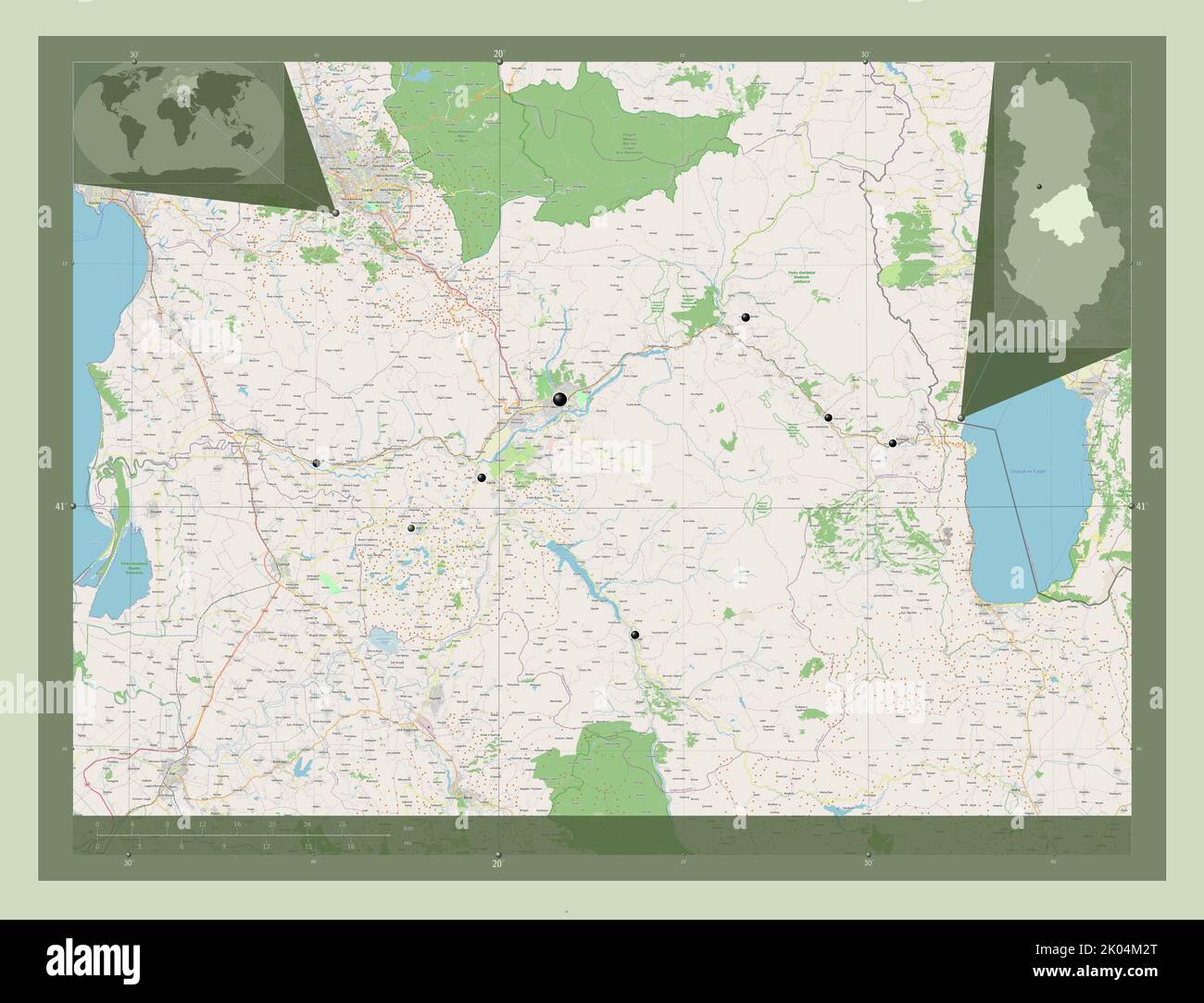 Elbasan, county of Albania. Open Street Map. Locations of major cities ...