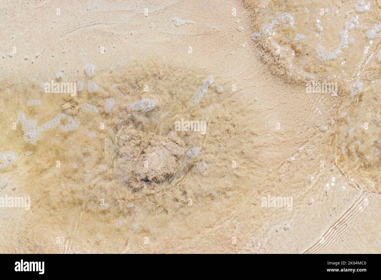 Beautiful small mini cenote cave water waves at the beach ocean with ...