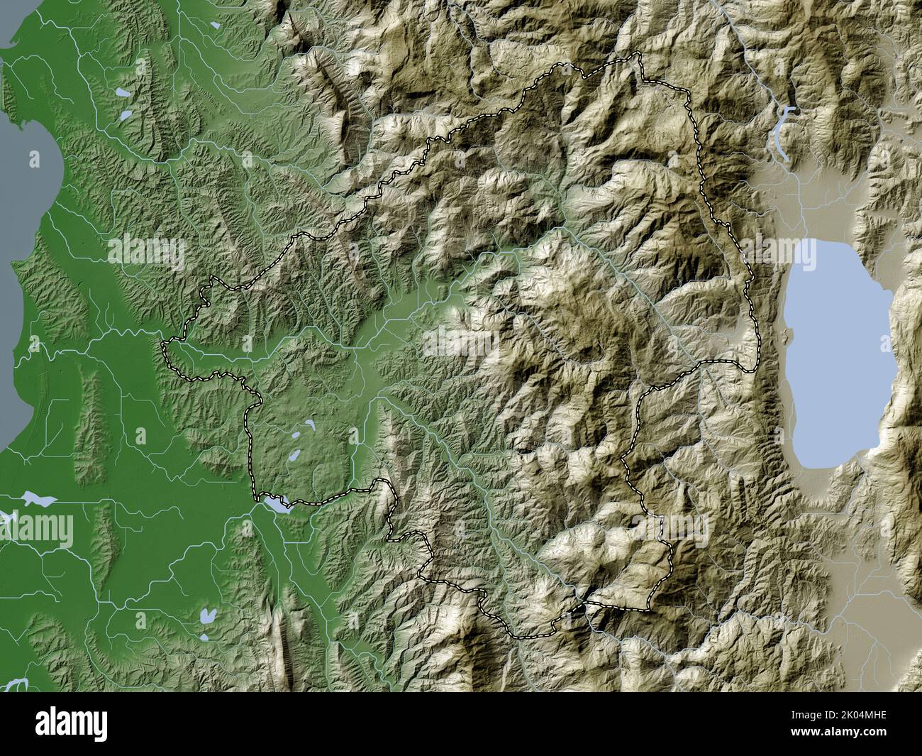 Elbasan, county of Albania. Elevation map colored in wiki style with ...