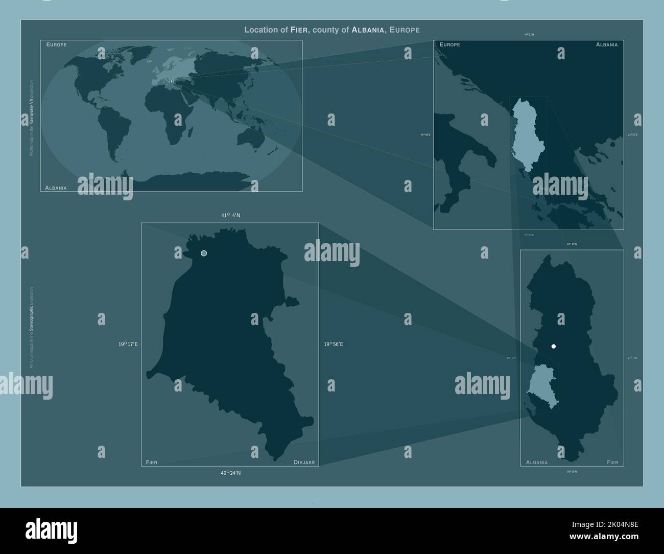 Fier, county of Albania. Diagram showing the location of the region on ...