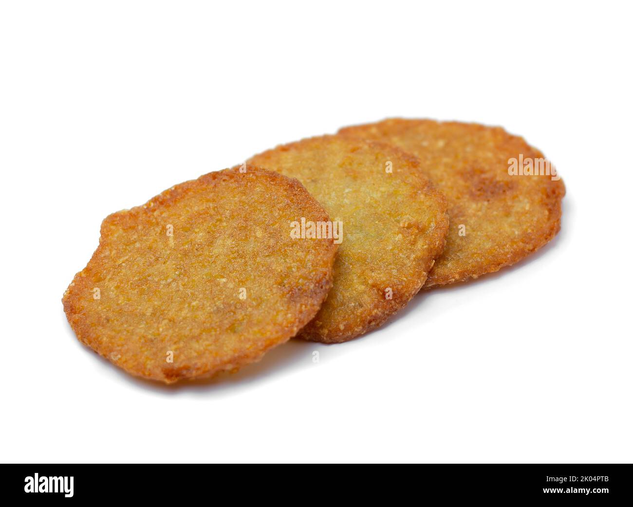 Fried Breaded Potato slices with white background Stock Photo - Alamy