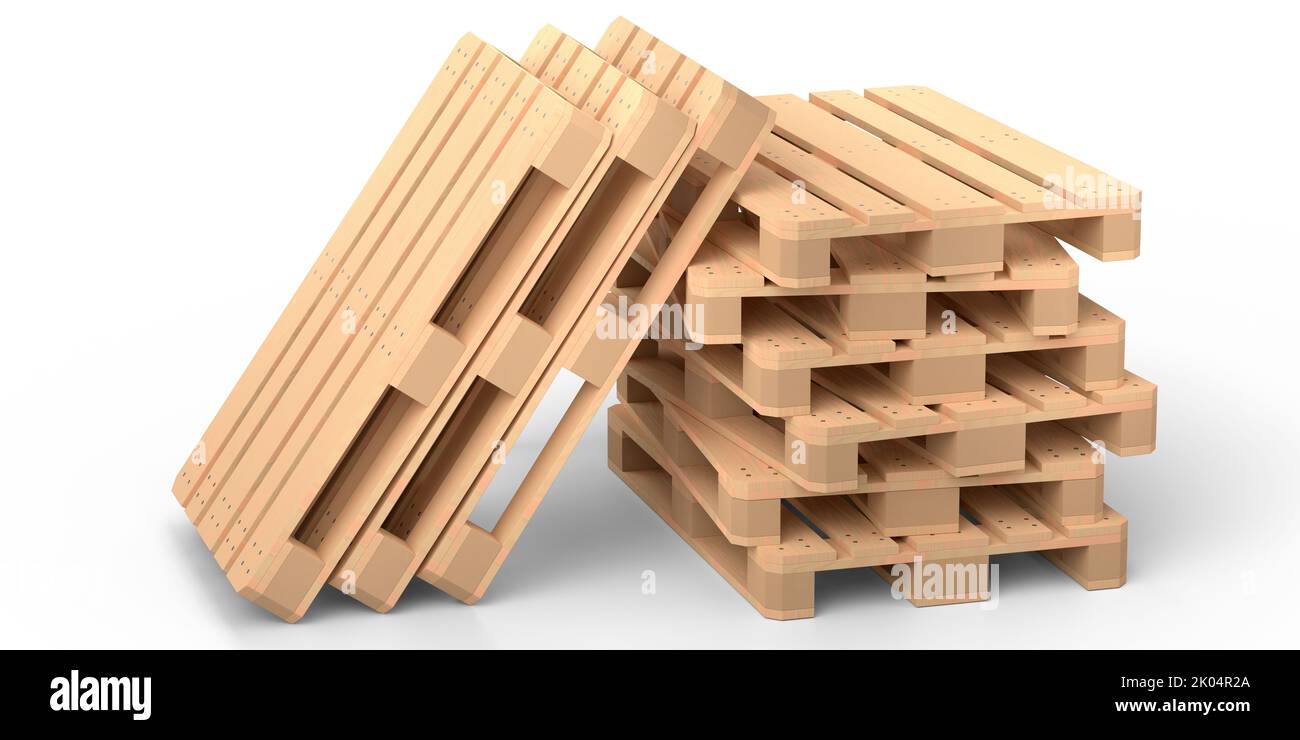 Set of wooden pallet for warehouse cargo storage isolated on white ...