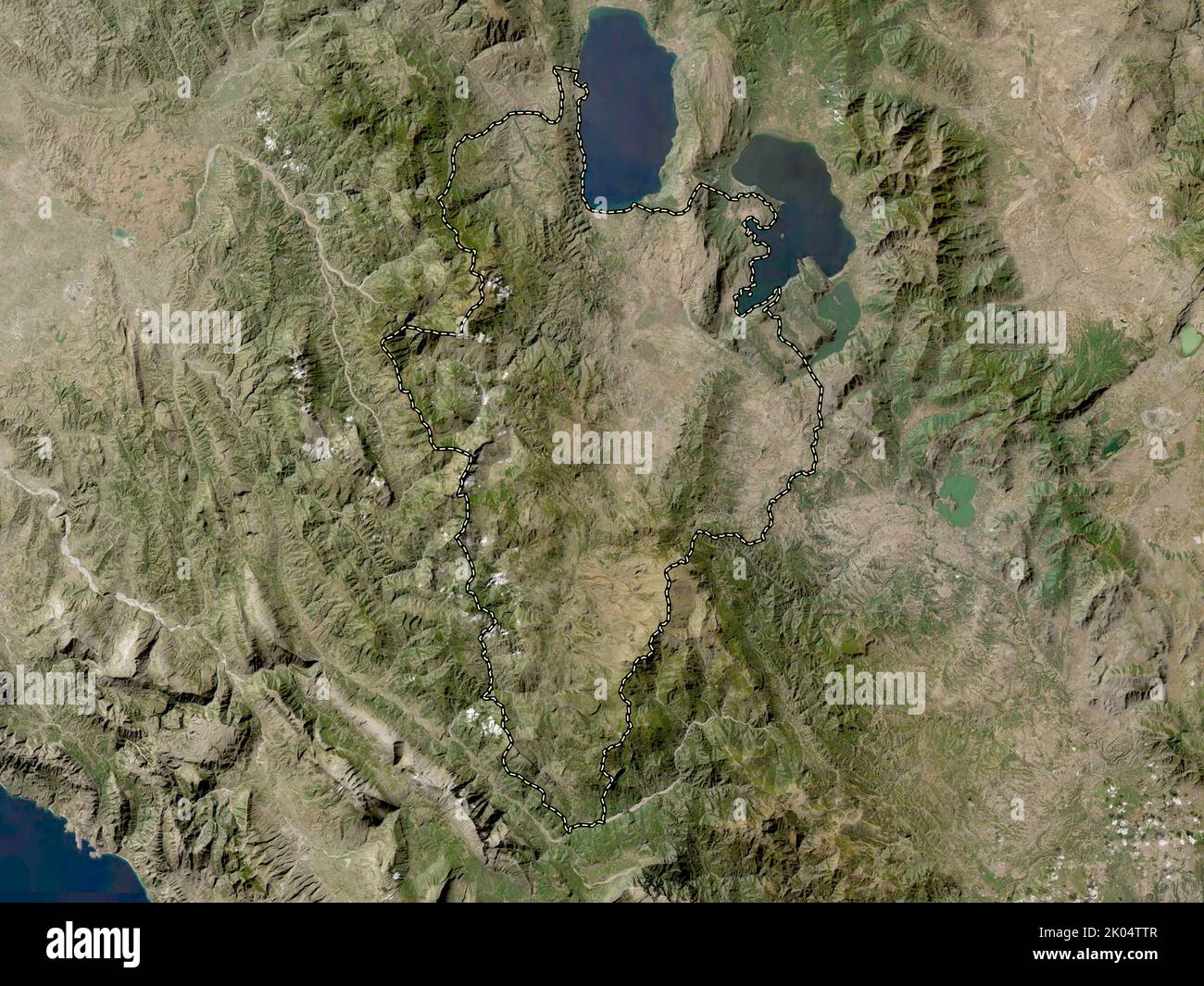 Korce, county of Albania. Low resolution satellite map Stock Photo - Alamy