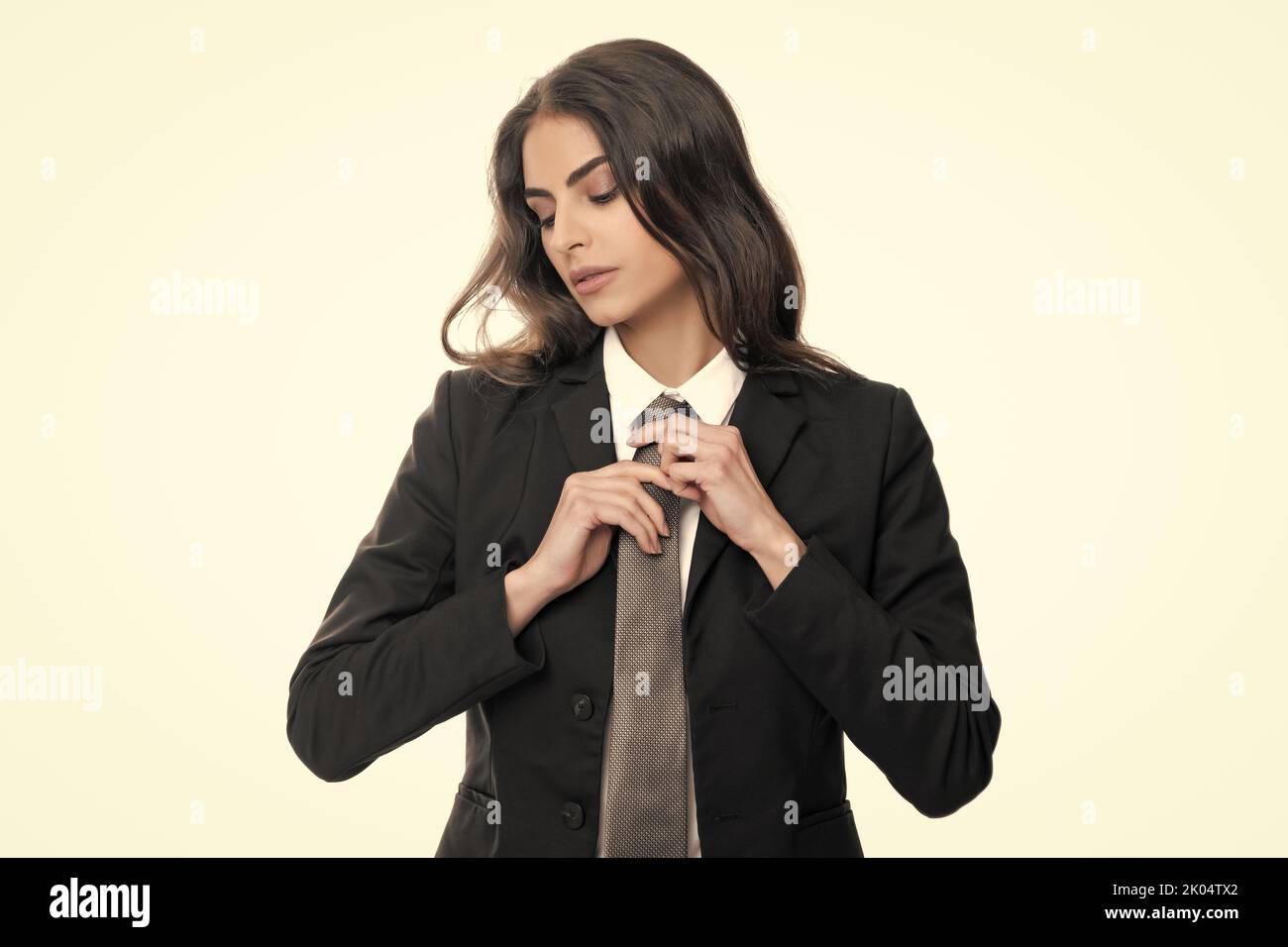 Business woman in suit and tie. Confident female entrepreneur ...