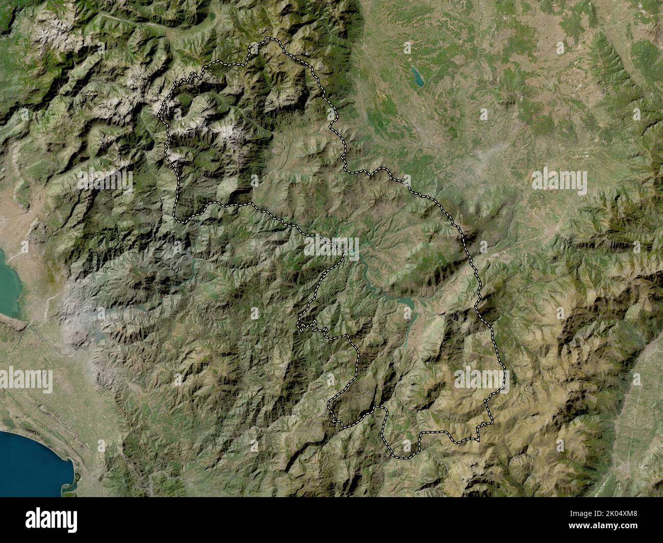 Kukes, county of Albania. Low resolution satellite map Stock Photo - Alamy