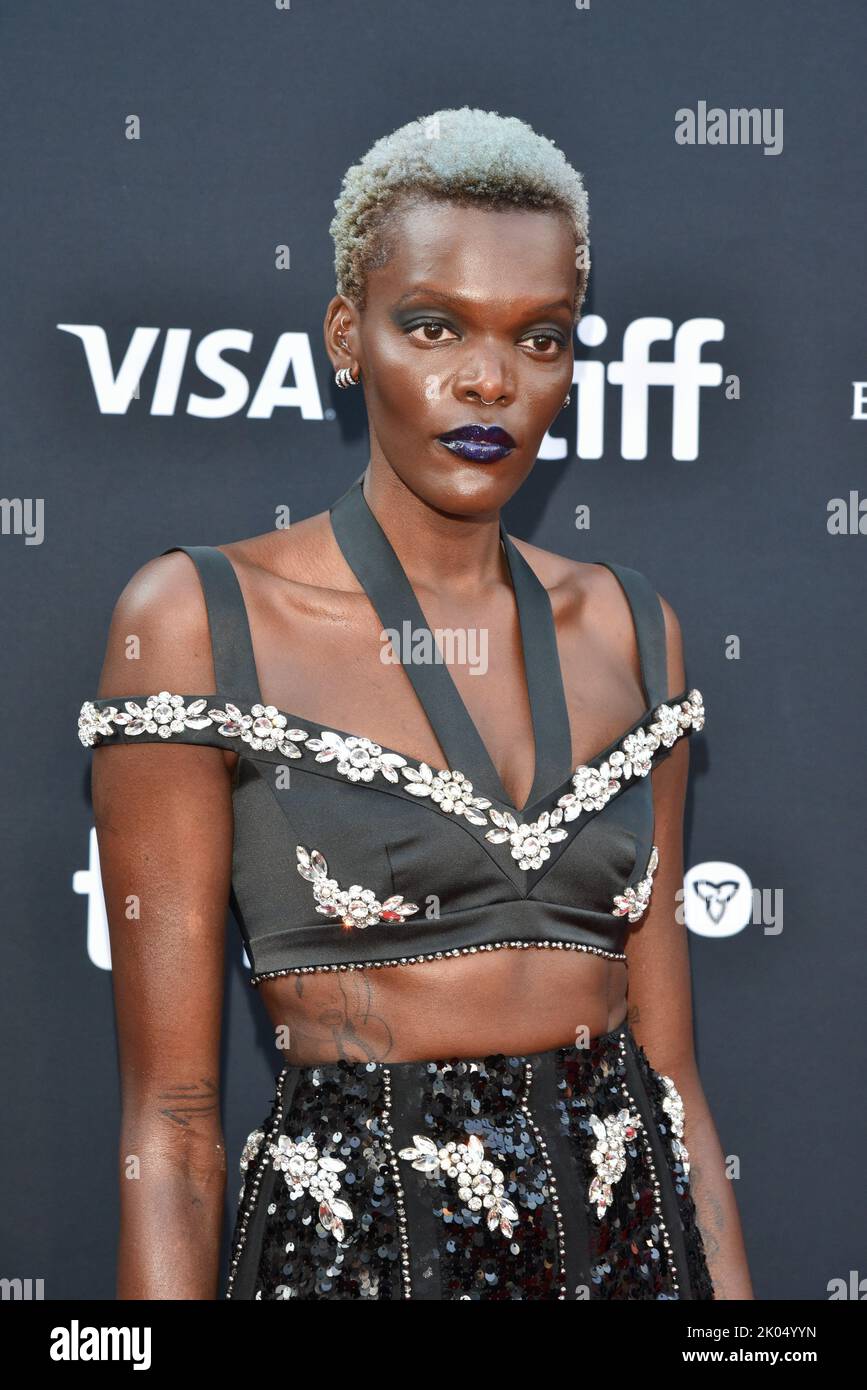 Sheila Atim arrives at the premiere of The Woman King during the 2022 ...