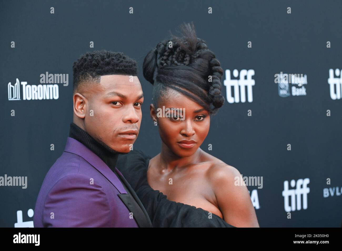 John Boyega and Jayme Lawson arrive at the premiere of The Woman King ...