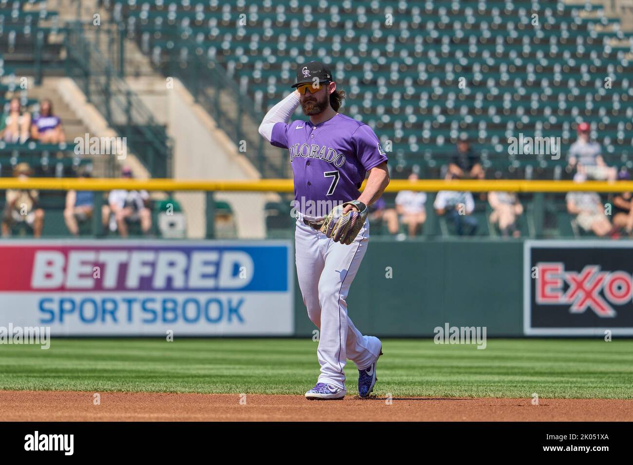 Denver CO, USA. 7th Sep, 2022. Colorado third baseman Brendan Rodgers ...