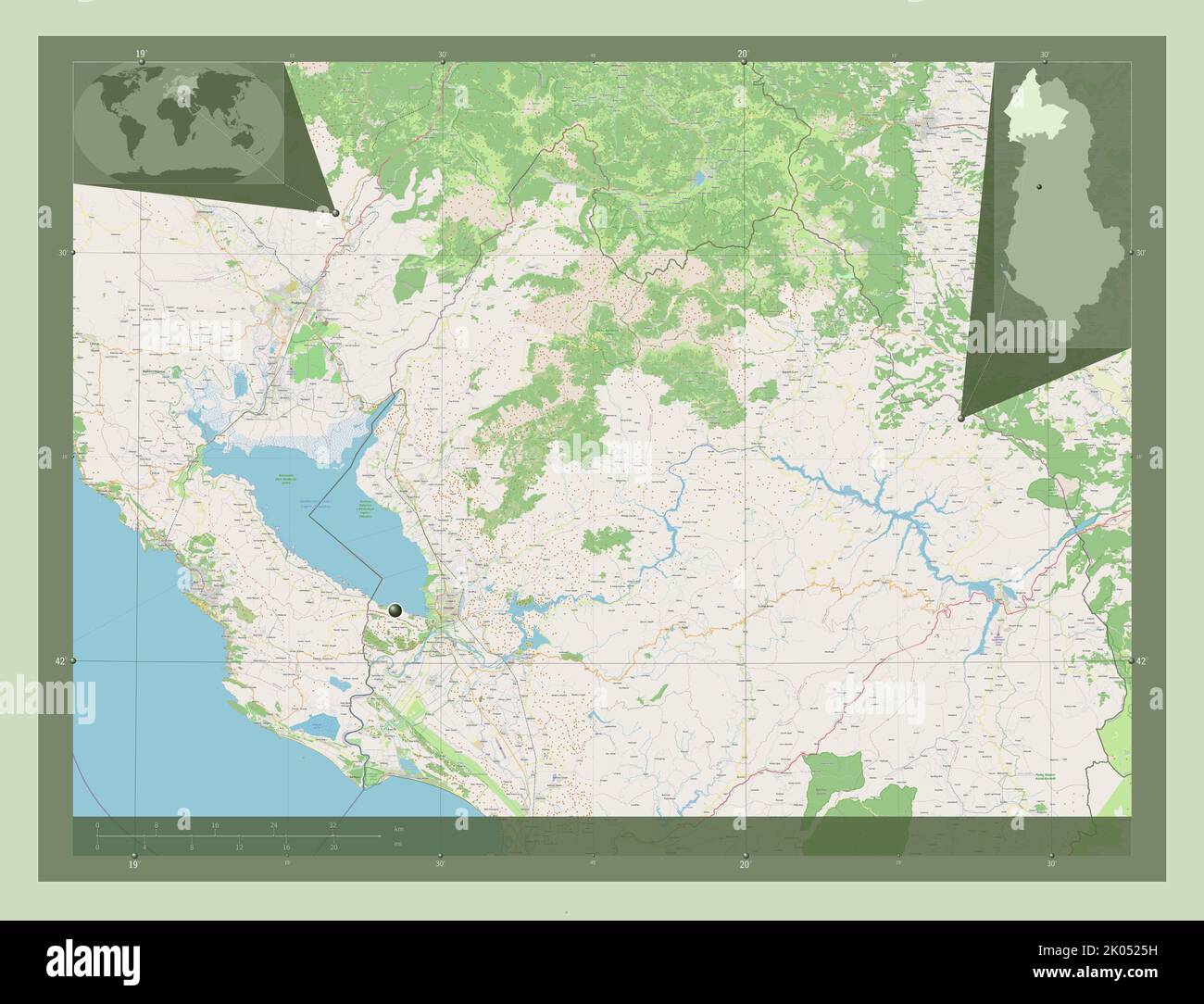 Shkoder, county of Albania. Open Street Map. Corner auxiliary location maps Stock Photo - Alamy